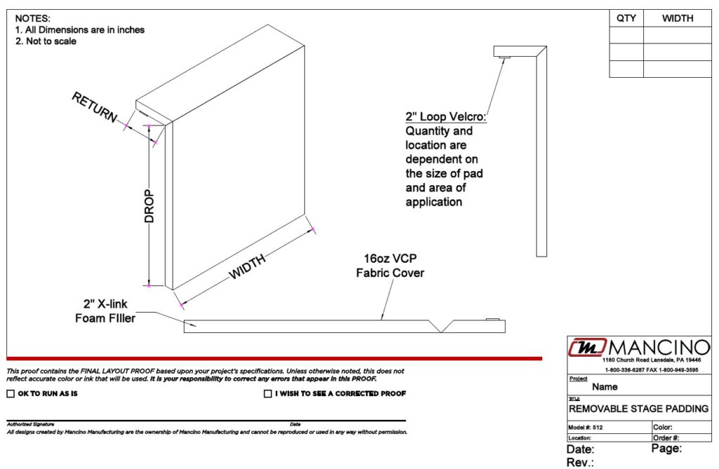 512 Top-Return Removable Stage Padding | Mancino Mats